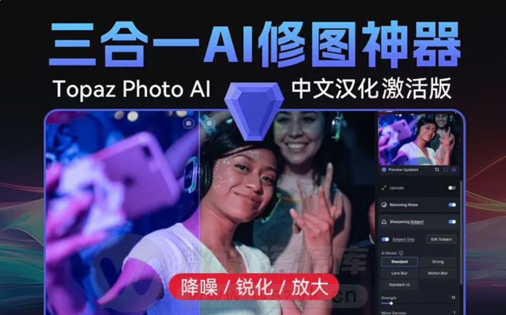 中文汉化Topaz Photo AI 4.1 智能图像降噪放大与修复工具安装教程（附安装包）-码匠软件
